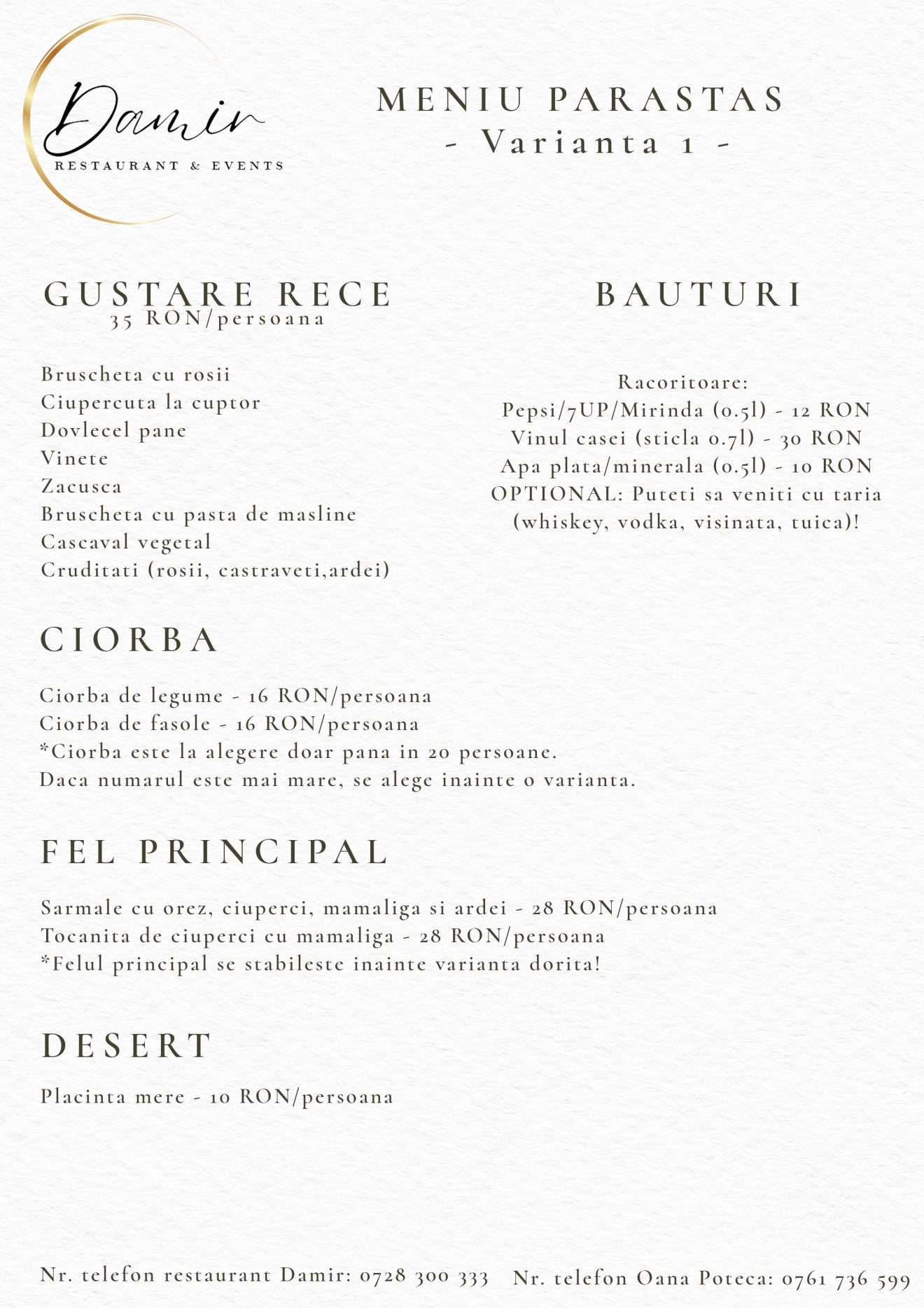 Meniu parastas - Restaurant Damir