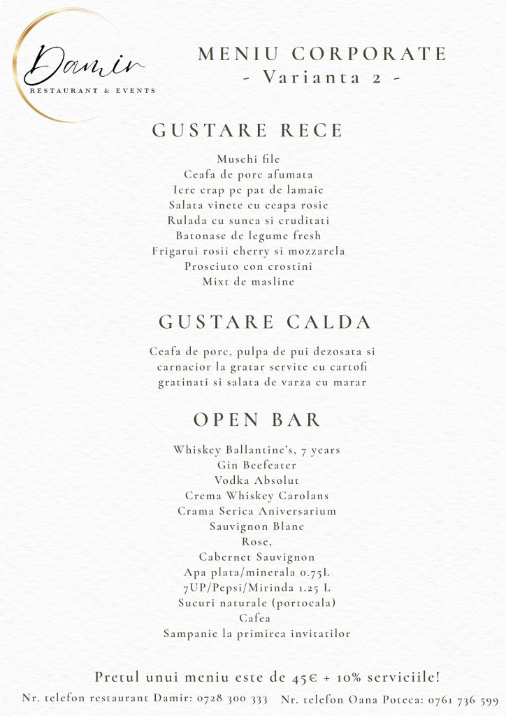 Meniuri corporate - Restaurant Damir